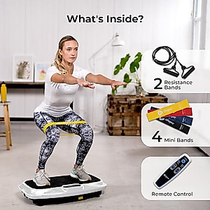 LifePro Vibration Plate Exercise Machine - Whole Body Workout Vibration Fitness Platform w/ Loop Bands - Home Training Equipment for Weight Loss & Toning - Remote, Balance Straps, Videos & Manual