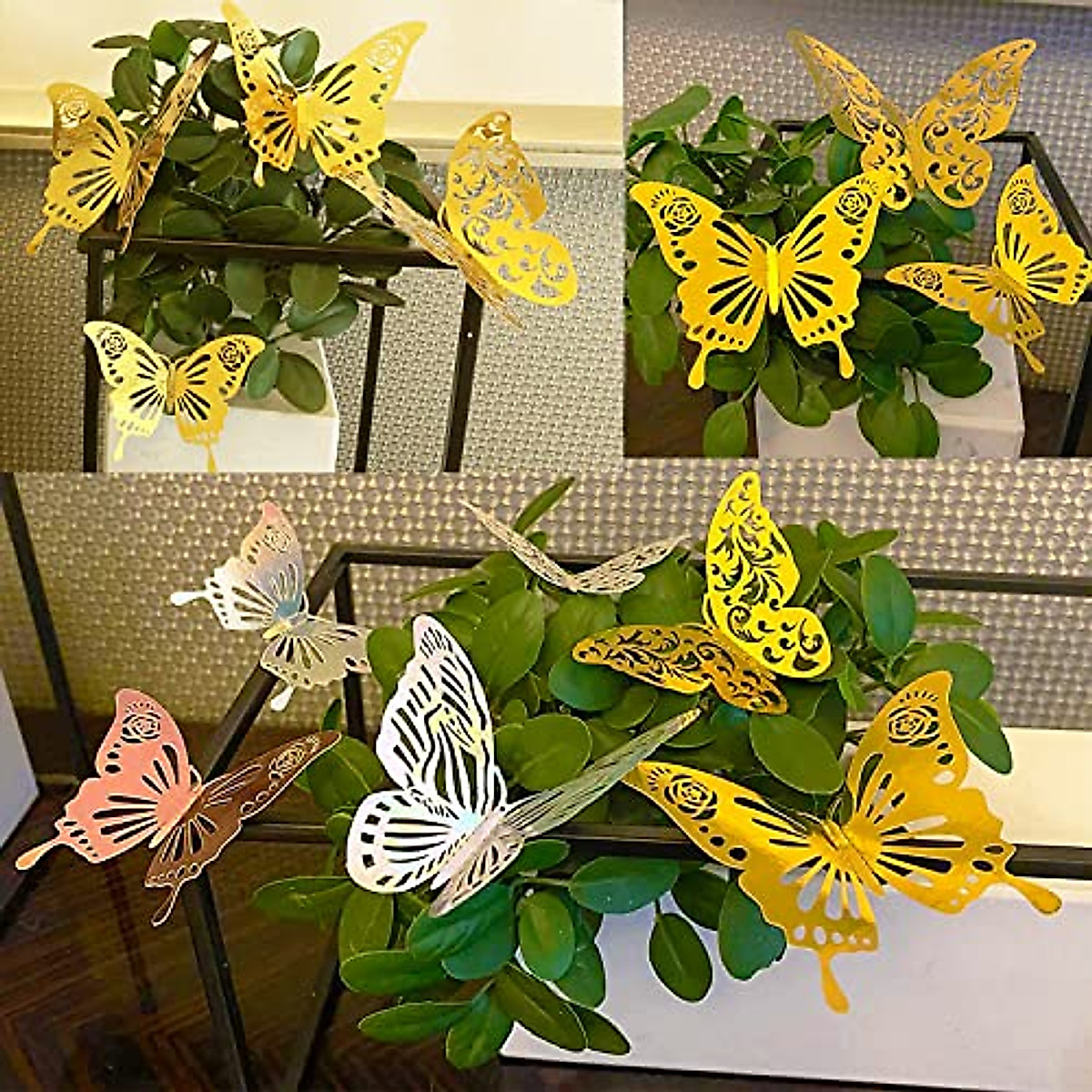 144 Pcs Gold Butterfly Sticker, 3D Removable Butterfly Wall Decor for Girls, Kids, Baby Bedroom, Living Room Decorations, Birthday Party Decorations, 3 Styles 3 Sizes