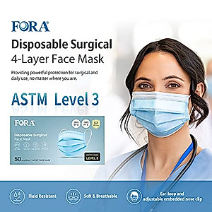FORA Disposable 4-Layer Surgical Mask, Box of 50 Pcs, Perfect for Surgical and Daily Use