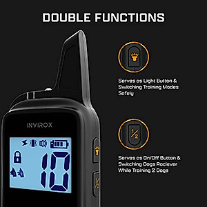 INVIROX Dog Shock Collar for Large Dog X2 [2024 Edition] 123 Levels Dog Training Collar 1100yd Range, 100% Waterproof, Rechargeable Electric Dog Collars for Medium Dogs, E Collar for Large Dogs