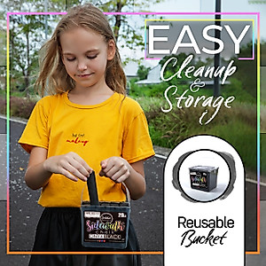 Loddie Doddie Reusable Bucket of Black Sidewalk Chalk - 20 Count Non-Toxic Jumbo Chalk Sticks for Kids, Fun & Easy Cleanup