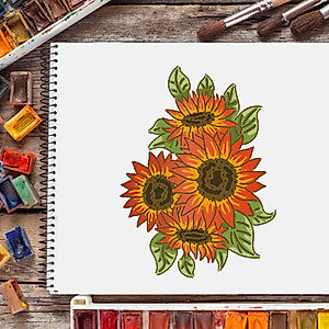 FINGERINSPIRE 6 Pcs Sunflower Stencils Drawing Painting Templates Sets Plastic Layered Sunflower Painting Stencils Sunflower Template Sets for Painting on Wood, Floor, Wall and Tile