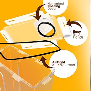 Generic UHS Cereal Containers Storage - 4-Piece Airtight Container Set, Transparent Food Organizers with Lids 4 Liter Reusable Labels & Marker, Clear