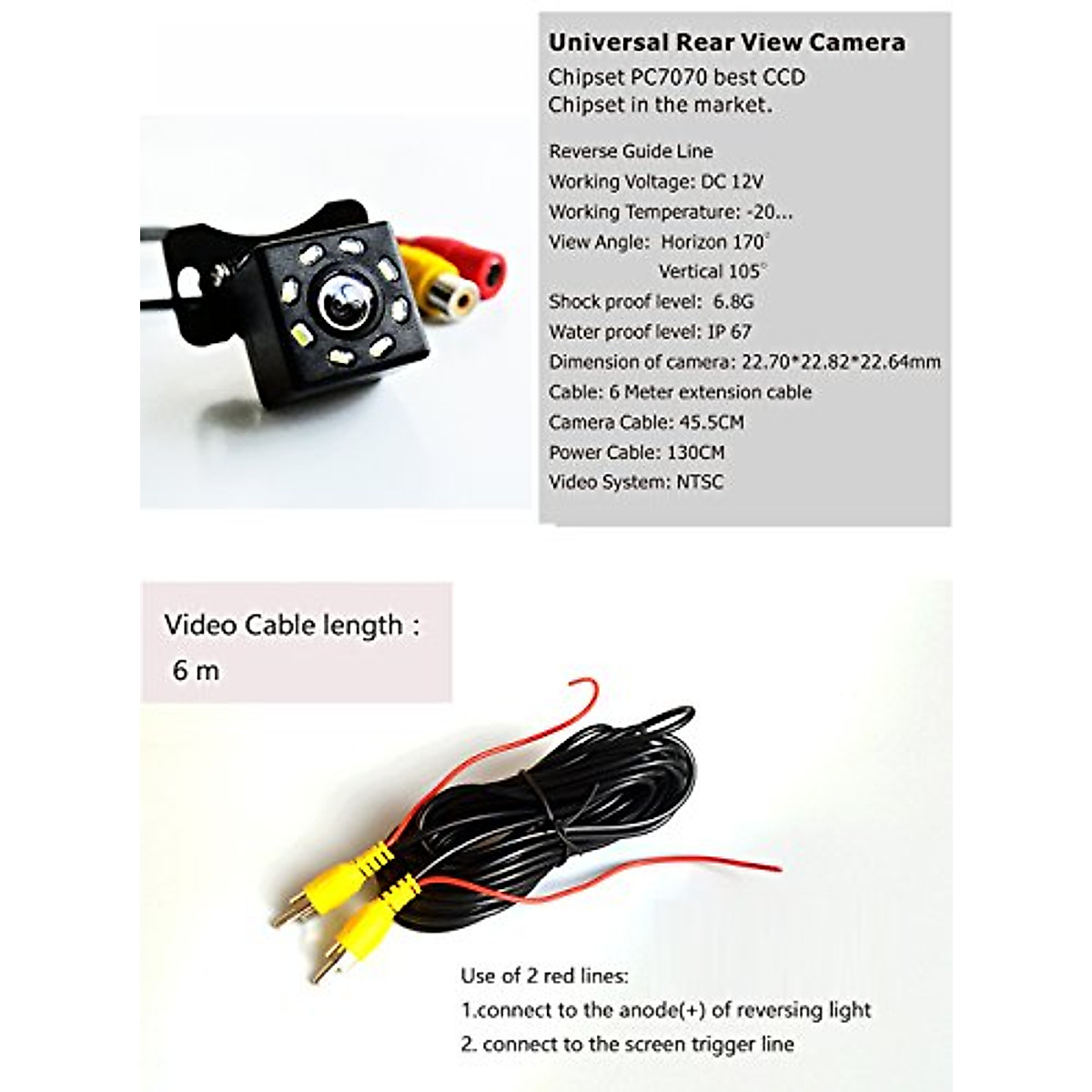 Car Rearview Camera Vehicle Backup Camera Waterproof Hidden Mini Camera Vehicle Cameras Back Safety Parking Assist Line, 8 LED Night Vision Lights, Wide-Angle 170 Degrees 218L