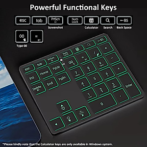 LINKEET Tri-Mode Aluminum Numpad 7-Color LED Backlit, BT5.0/USB/2.4G Wireless Rechargeable Number Pad 35-Key Scissor Switches Light Up Keycaps for PC/Laptop/Win/Mac, Grey Black