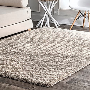 nuLOOM Cuellar Chevron Shag Area Rug, 9x12, Cream