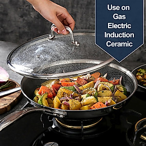 DELUXE Hybrid Nonstick Fry Pan Set 5-Piece, 8, 10 and 12-Inch Frying Pan Cookware Set with Glass Lids, Skillet with Stay-Cool Handles, Dishwasher&Oven Safe, PFOA Free Compatible with All Cooktops