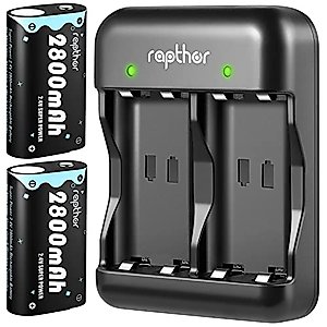 Rapthor 2X 2800mAh Replacement Xbox One Controller Battery Pack Rechargeable with Charger for Xbox One/Xbox One X/Xbox One S/Xbox One Elite/Xbox Series X/S Batteries Kit (2 Batteries+1 Charger)