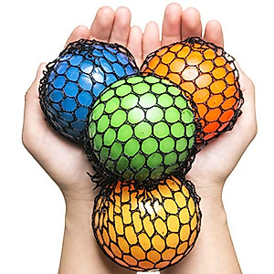Sensory Ball Major Bundle! 16 Balls for the Whole Party - 4 Sewn Mesh Balls, 4 Jumbo Water Bead Balls, 4 Pull and Stretch Balls, and 4 Light Up Mesh Balls - Get Rid of your Anxiety and Stress Today!