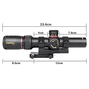 Sniper VT 1-5X24 FFP First Focal Plane LPVO Rifle Scope with Red/Green Illuminated Reticle and Scope Mount
