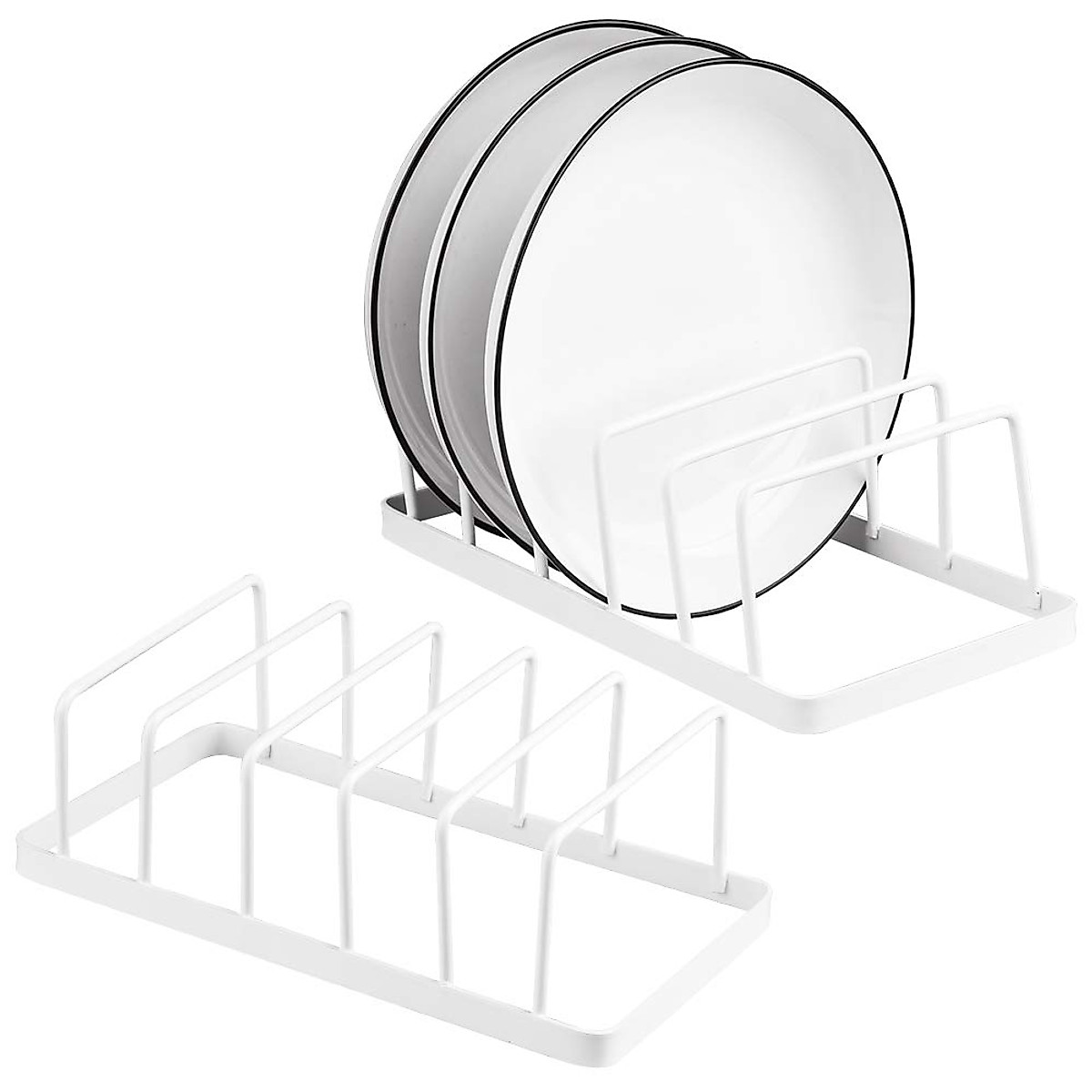[2 Pack] Dish Plate Storage Drainboard, Tomorotec Pot Lid Holder Dish Rack Plate Drying Drainer Stand Cabinet Organizer for Kitchen