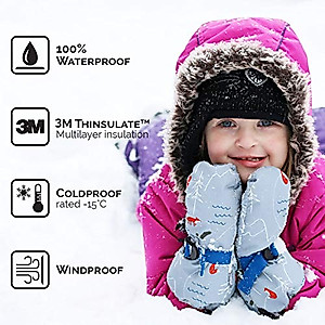 JAN & JUL Girls Snow Mittens for Kids with Thinsulate (Tulip, S: 2-4Y)