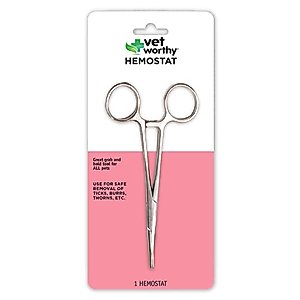 Vet Worthy Pet Hemostat - Stainless Steel Straight Hemostat to Remove Excess Hair, Burrs, Thorns - Professional Pet Grooming Tool for Cats and Dogs