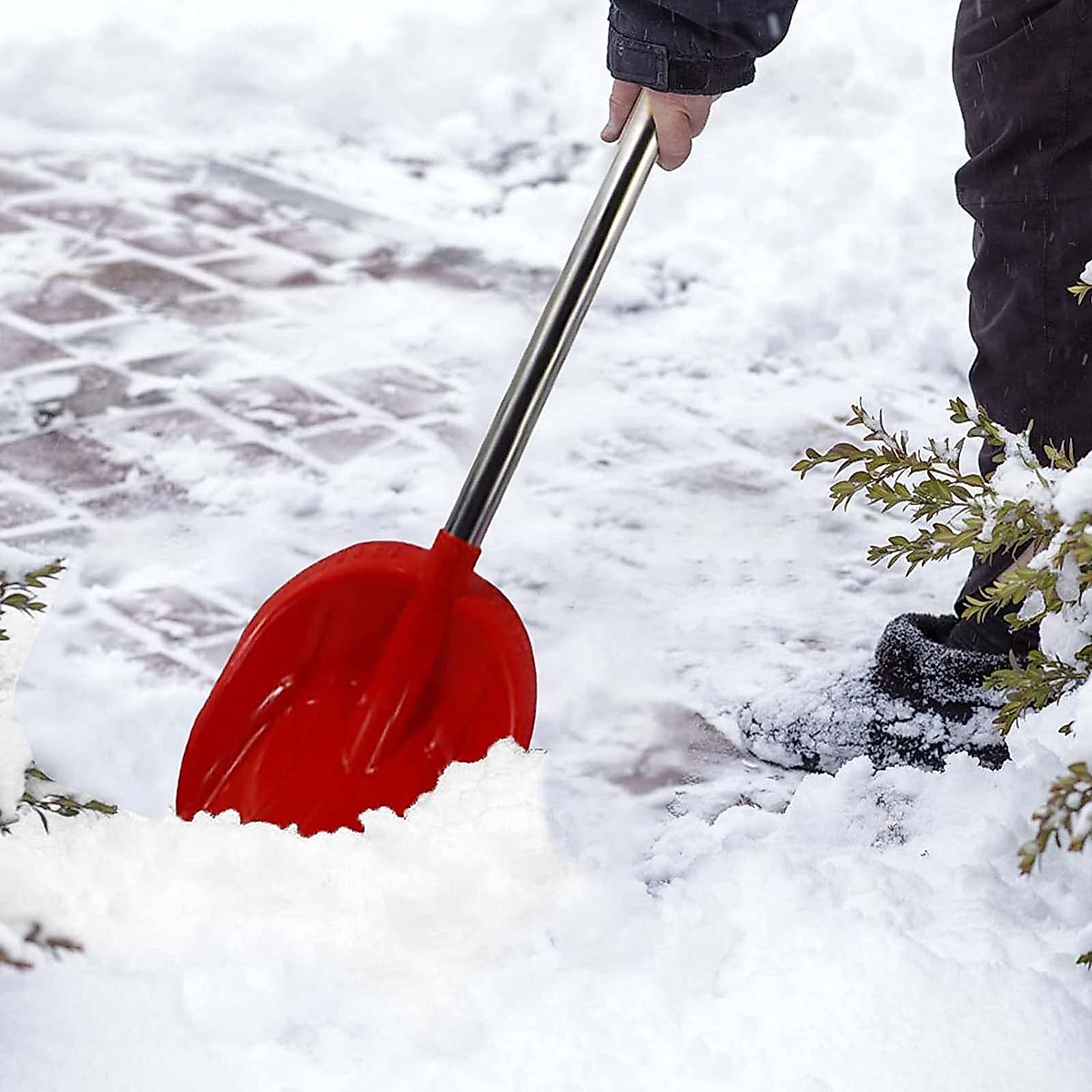 Kid Snow Shovel with Stainless Steel Handle, 23.2" Durable Shovel for Snow Removal, Winter Shovel with Handle for Digging Sand and Beach Fun Gift (Hot Pink)