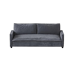Verfur Pull Out Couch, Dark Gray Velet 63.8" Queen with USB Port