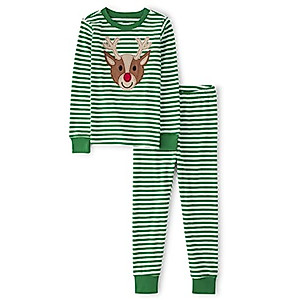 Gymboree,unisex-child,Gymmie Long Sleeve and Pant Cotton 2-Piece Pajama Sets, Big Kid, Toddler,Rudolph,5T