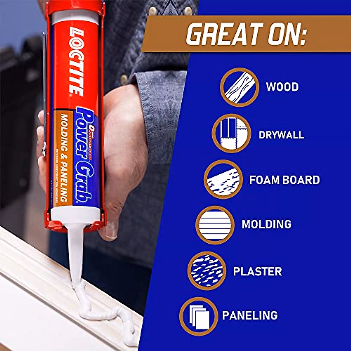 Loctite Power Grab Express Molding & Paneling Construction Adhesive - 9 fl oz Cartridge, Pack of 1