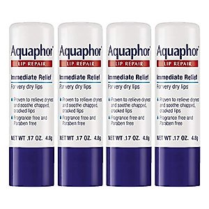 Aquaphor Lip Repair Stick - Soothes Dry Chapped Lips - 0.17 Ounce (Pack of 4)