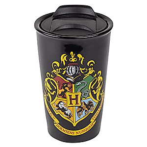 Seven20 Harry Potter Hogwarts Travel Coffee Mug, 14oz - Ceramic Tumbler with Hogwarts Crest Design - Officially Licensed - Great Gift for Teens & Adults