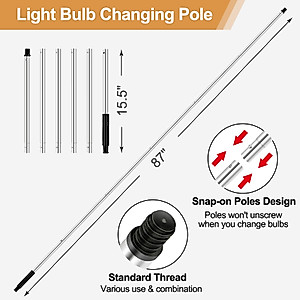 TKVAZK Light Bulb Changer, Light Bulb Changer for High Ceilings and Recessed Lights, 88in High Ceiling Light Bulb Changer with Extension Pole Suction Cup Flat Lightbulb Remover for Household