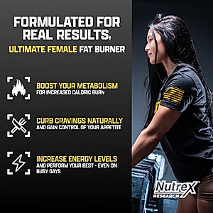 Nutrex Research Lipo-6 Black Hers Ultra Concentrate | Weight Loss Pills for Women | Fat Burner, Appetite Suppressant, Metabolism Booster for Weight Loss + Hair, Skin, & Nails Support | 60 Diet Pills