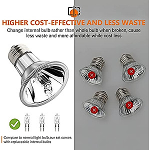 Simple Deluxe 4-Pack Reptile UV Bulb 50W, UVA & UVB Full Spectrum Sun Lamp with 4 Replacement Mini Bulbs, for Lizard/Reptiles/Snacks/Tortoise, Amphibian Pets