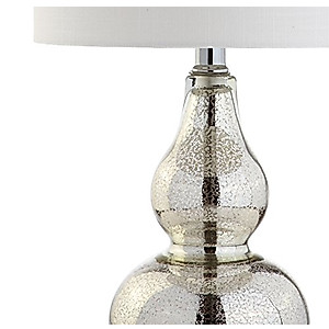 JONATHAN Y JYL1028C Anya 20.5" Mini Glass LED Table Lamp, Transitional, Glam, Midcentury, Modern, Elegant, Office, Living Room, Family Room, Dining Room, Bedroom, Hallway, Foyer, Silver