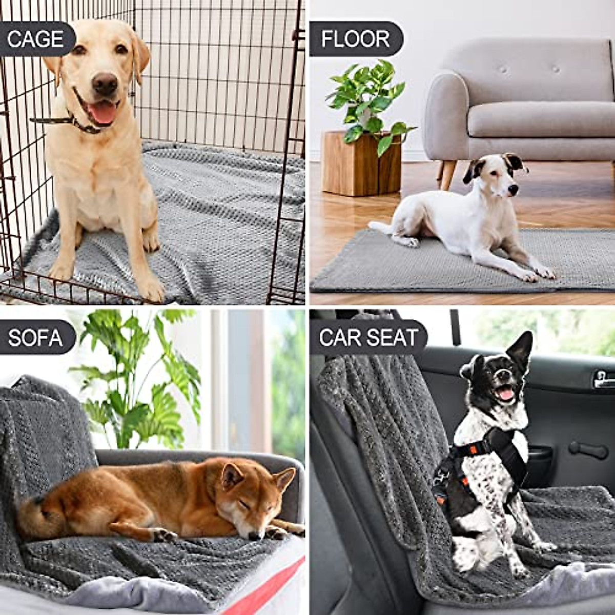 2 Pcs Pet Blanket Flannel Double Layer Dog Cat Blanket Soft Warm Fleece Blankets for Pets Puppy Kitten, Fluffy Cozy Cat Thick Throw Blanket for Couch Bed Sofa Travel Camping (Gray,32 x 40 Inch)