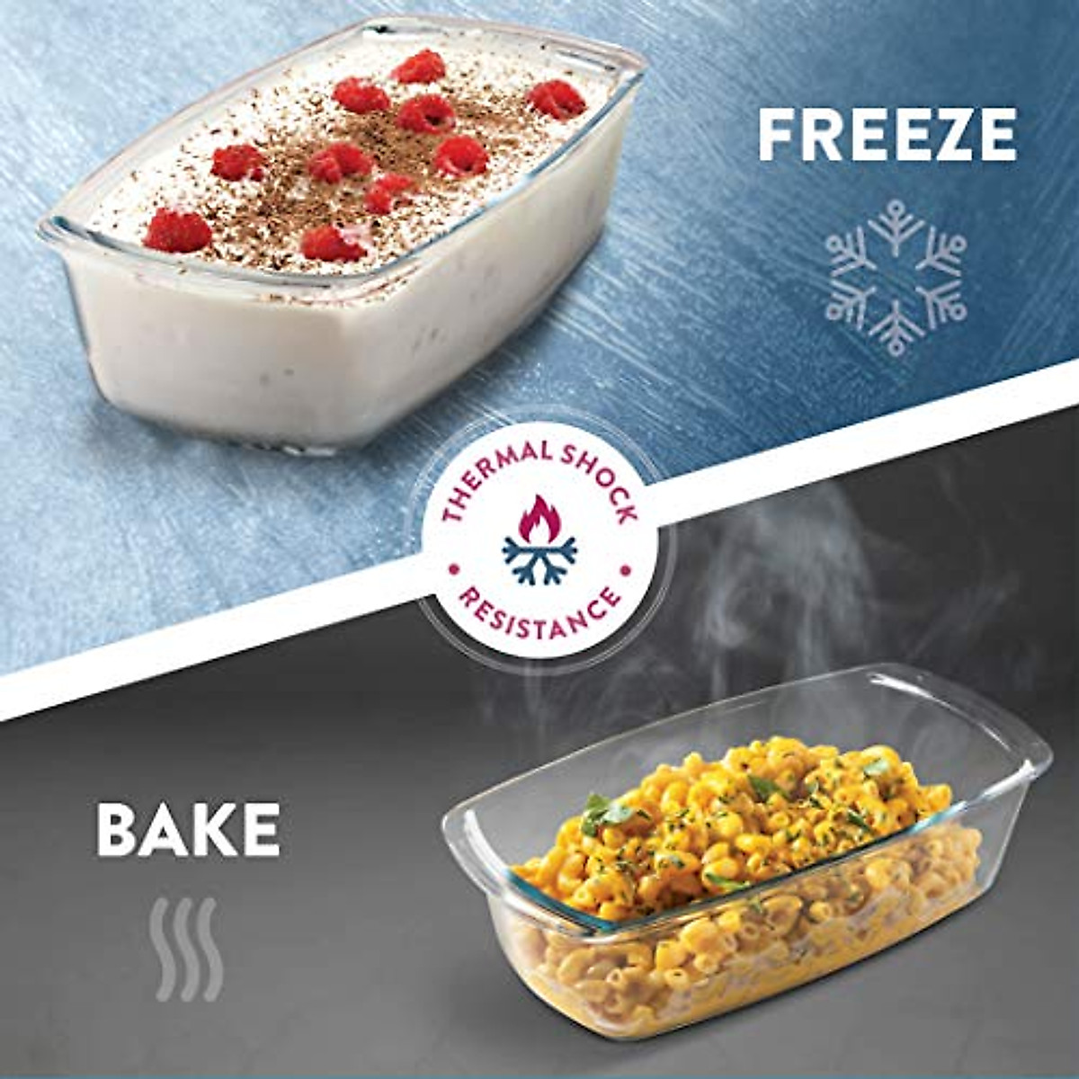 FineDine Glass Loaf Baking Pan with Lid - 2-Pack with BPA-free Airtight Lids - Perfect for Baking Bread, Meatloaf, and More, Gray