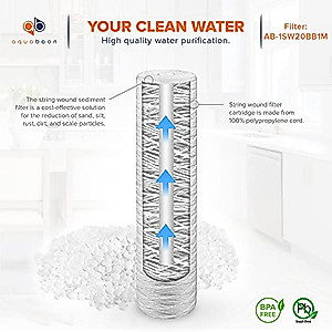 Aquaboon 1 Micron 20" ч 4.5" String Wound Sediment Water Filter Cartridge | Whole House Sediment Filtration | Compatible with PC40-20, WP1BB20P, 355222-45, WPP-45200-01, WPP-45200-01, 84650, 1-Pack
