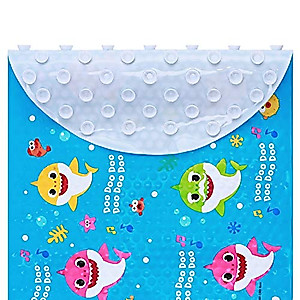 Ginsey Baby Shark Oval Bubble Bath Tub Mat 15"x27", Multi