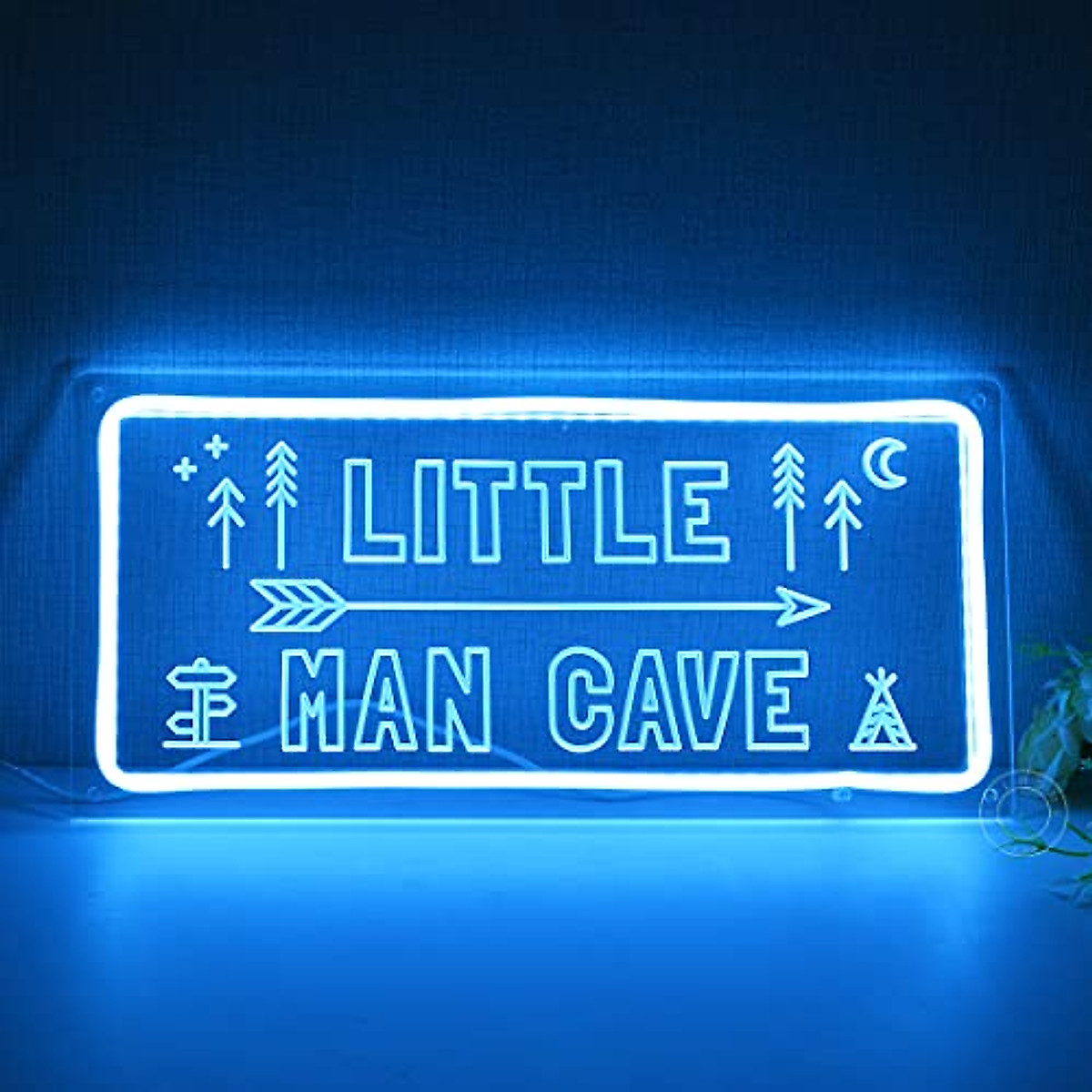 SYLHOME Little Man Cave LED Neon Light Sign Little Boy Nursery Room Wall Art Baby Toddler Kids Bedroom Living Room Hanging Decor Birthday Christmas Gifts 15.8"X7.5" USB Ice Blue