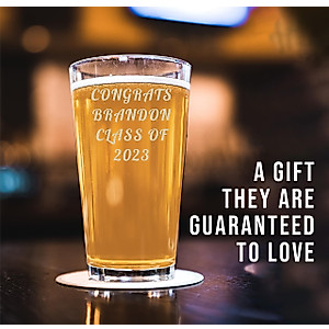 Personalized Etched Custom Message 16oz Pint Beer Glass, Your Text Here - Custom Text Engraved glasses, Customized Pint Glasses, Birthday gifts for Men Him