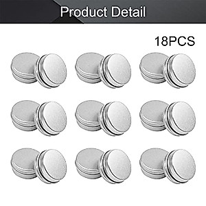 Othmro 18pcs 0.5oz Metal Round Tins Aluminum Tin Cans Containers with Screw Lid, 42*18mm(DxH) Silver tin cans for Salve, Spices, Lip Balm, Tea or Candies 15ml