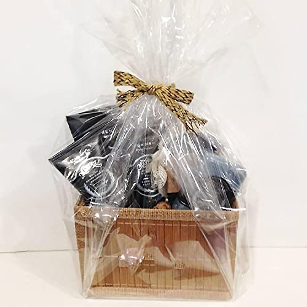 Holvyt Large Clear Gift Basket Bags, 10 Pack 20"x 28" Cellophane Wrap Plastic Package for Baskets and Gifts