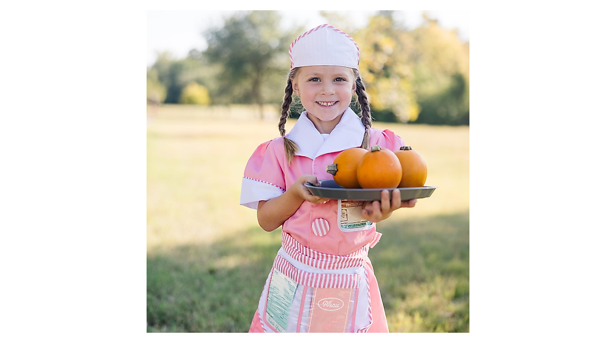 Melissa & Doug Pink Waitress Role Play Costume Set (7 pcs) for Kids 3-6