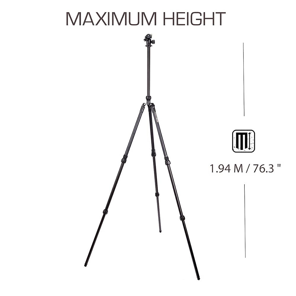 3 Legged Thing Charles 2.0 Aluminium Tripod Kit with AirHed Pro – Adjustable Camera Tripod with 3 Detachable Legs - Darkness (Matte Black) (CHARLESKITDARK2)