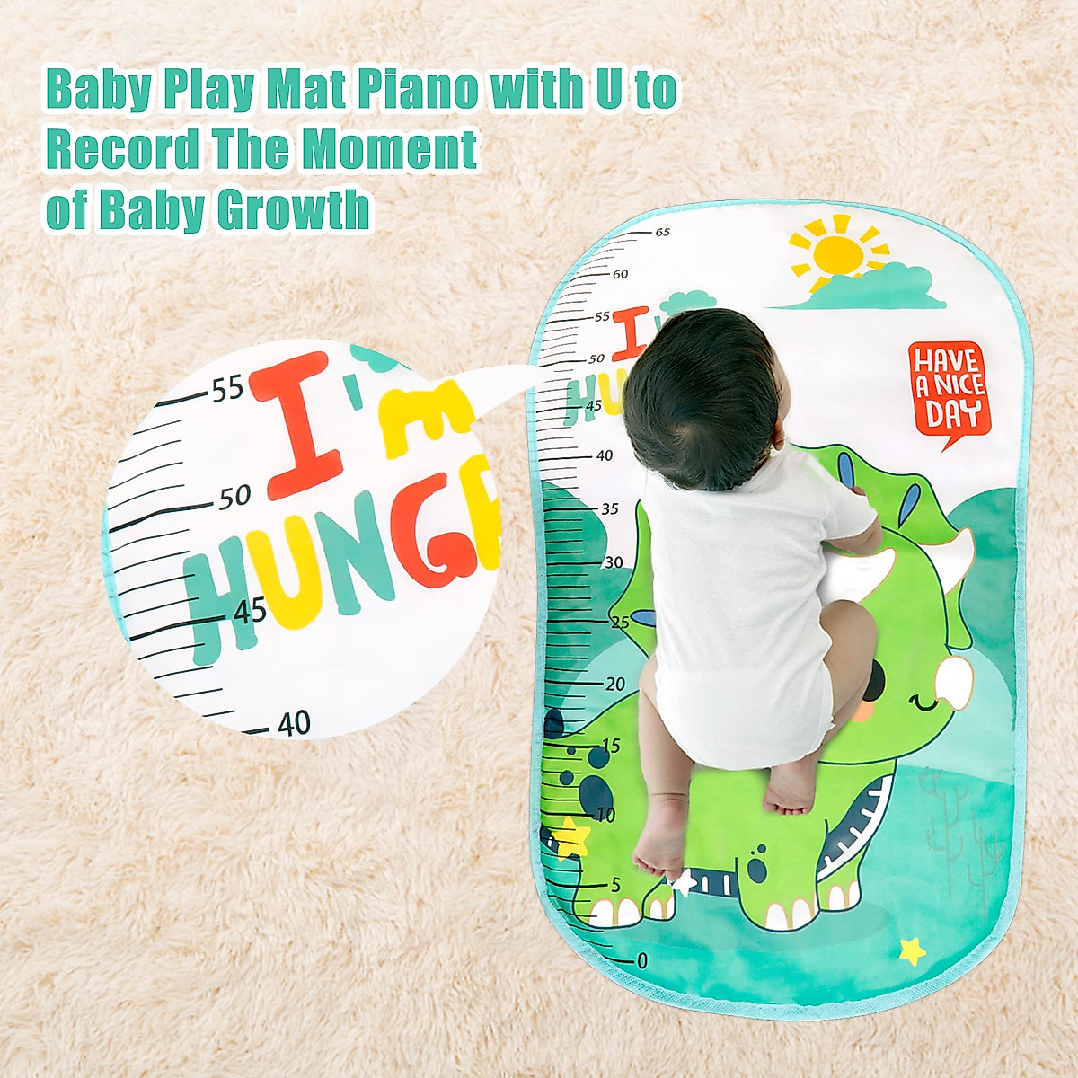 ONG NAMO Baby Play Mat Baby Gym Baby Play Mats for Floor Play Piano Gym with Lights & Sensory Toys Play Mats for Babies and Toddlers Boy & Girl Gifts for Newborn Baby