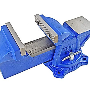 Yost Vises Tool 4-Inch Workshop Duty Bench Vise, Model BV-4, with 120-Degree Swivel Base, Blue