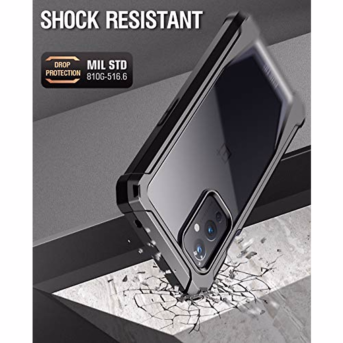 Poetic Guardian Series Case Designed for Oneplus 9 5G, Full-Body Hybrid Shockproof Bumper Cover with Built-in-Screen Protector, Black/Clear