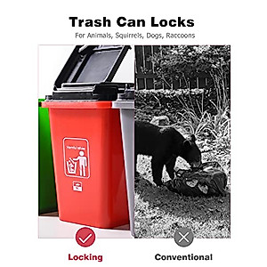 Mellbree Trash Can Lid Lock, 2Pcs Stainless Steel Outdoor Trash Can Strap Lock for Animals, Squirrels, Dogs and Raccoon Lid Lock Garbage Can