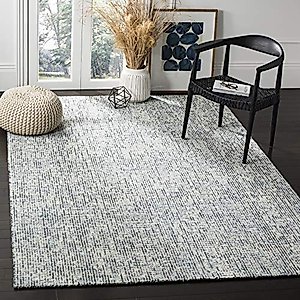 SAFAVIEH Abstract Collection 8' Square Blue/Charcoal ABT468B Handmade Premium Wool Area Rug