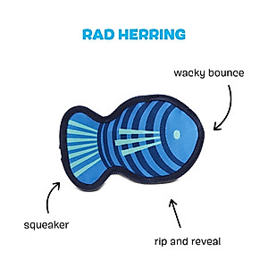 BARK Super Chewer Rad Herring Hard Core Toy with Rip Away Plush for Aggressive Chewers - Medium