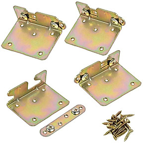 Bed Rail Brackets,Bed Rail Fittings, Bed Frame Hardware,for Connecting to Wood, Headboards and Foot-Boards,Set of 4 with Screws