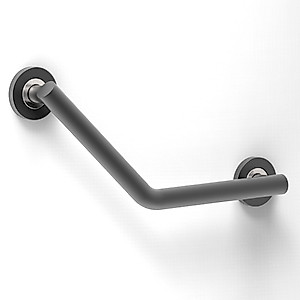 AmeriLuck 1-1/4 x 16 Stainless Steel Angled Grab Bar with Anti-Slip Peened Grip for Bathtubs, Shower & Toilet, ADA Compliant, Stud Mount 500lbs Support, Brushed Nickel