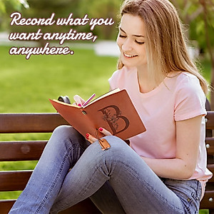 Booson Initial Leather Travel Journal Monogrammed Notebook Appreciation Gifts Refillable Personalized Diary Writing Notepad for Women Graduation Birthday Christmas (B)