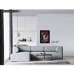 DAY OF THE DEAD GIRL CANVAS ART PRINT - Sugarskull Girl Painting Artwork with Crow, Roses, Timer Tattoo style Wall Art Gift - Sugar Skull Woman