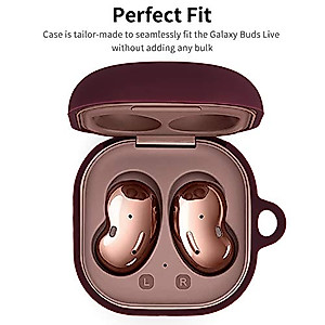 Filoto Case for Samsung Galaxy Buds 2 (2021) / Galaxy Buds Pro (2021) / Galaxy Buds Live/Buds 2 Pro, Cute Silicone Earbuds Protective Case Cover with Bracelet Keychain (Burgundy)