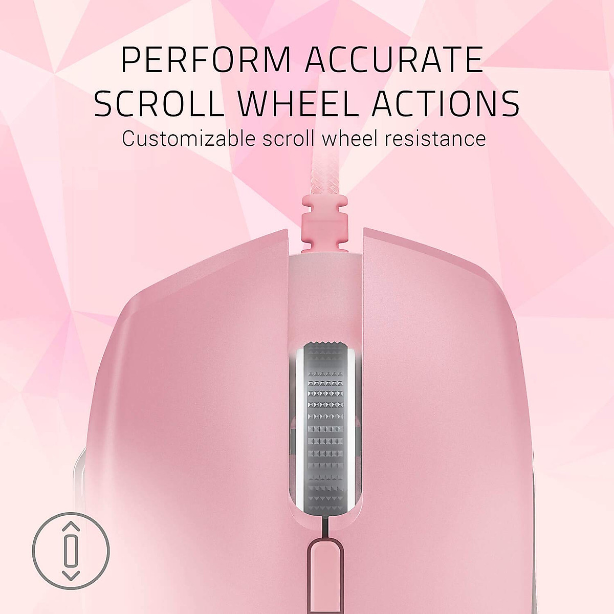 Razer Basilisk Gaming Mouse: 16,000 DPI Optical Sensor - Chroma RGB Lighting - 8 Programmable Buttons - Mechanical Switches - Customizable Scroll Resistance - Quartz Pink