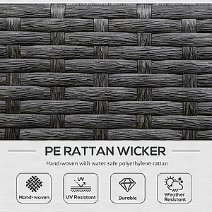 Outsunny Outdoor Wicker Rocking Chair with Padded Cushions, Aluminum Furniture Rattan Porch Rocker Chair w/Armrest for Garden, Patio, and Backyard, Grey